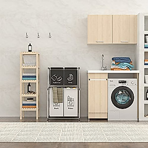 2-Tier Vertical Laundry Sorter with 4 Removable Bags, 4 Section Laundry Basket Organizer Hamper for Laundry Room, Small Space and Closet