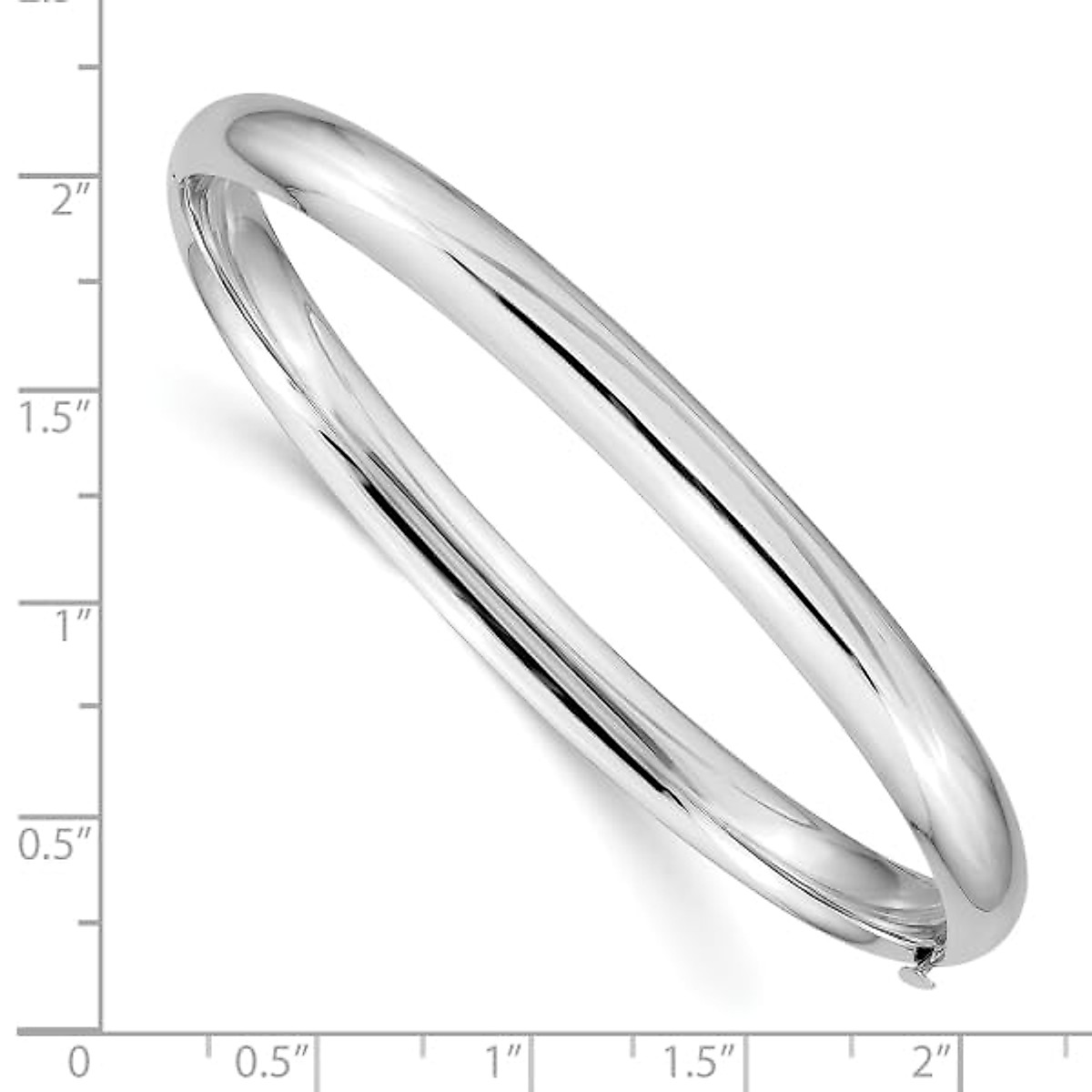 IceCarats 14K White Gold 6mm Hinged Bangle Bracelet