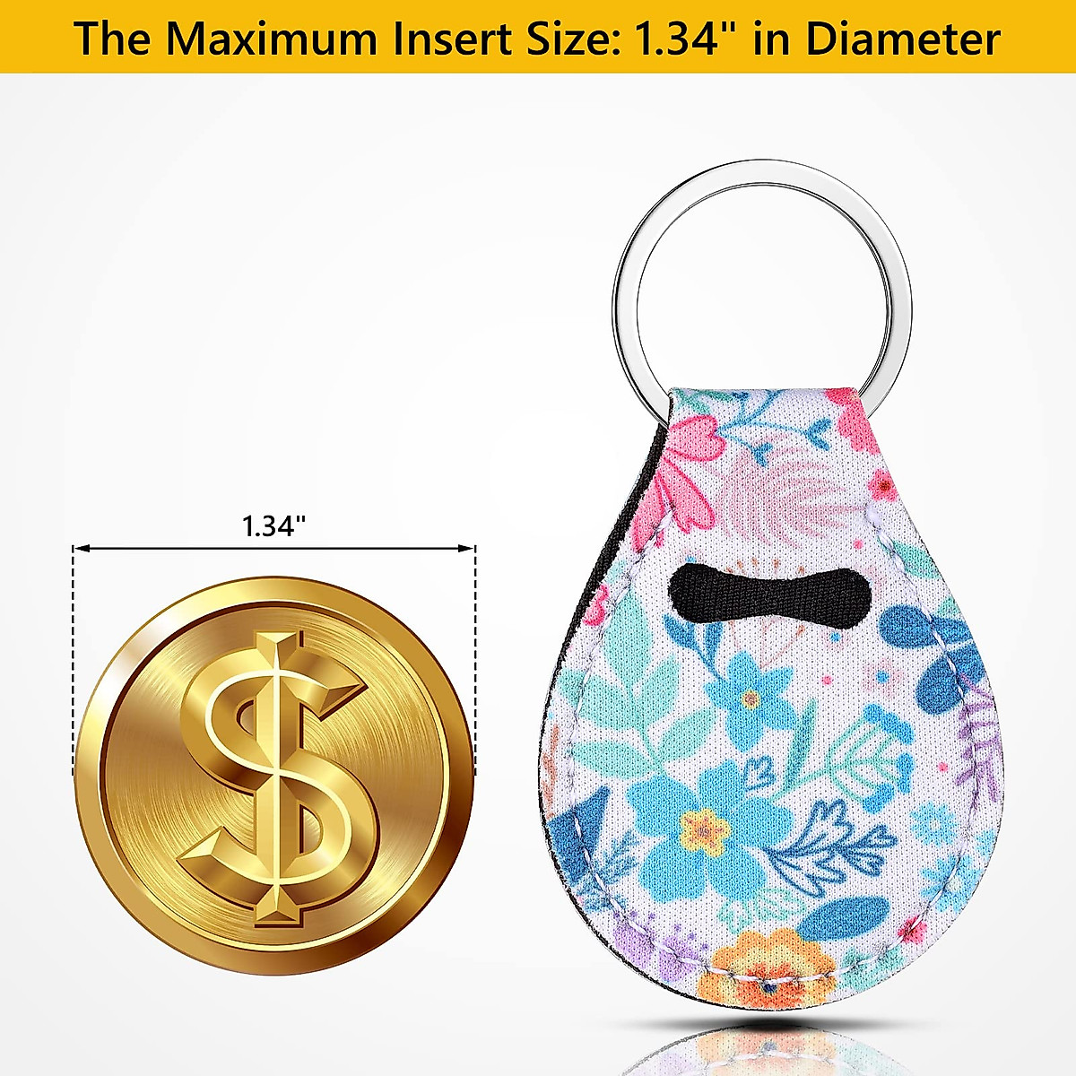 Valyria 10 Pcs Coin Holder Quarter Keeper Keychain Keyring Universal AA Medallion Keychains for Women (Colorful A)