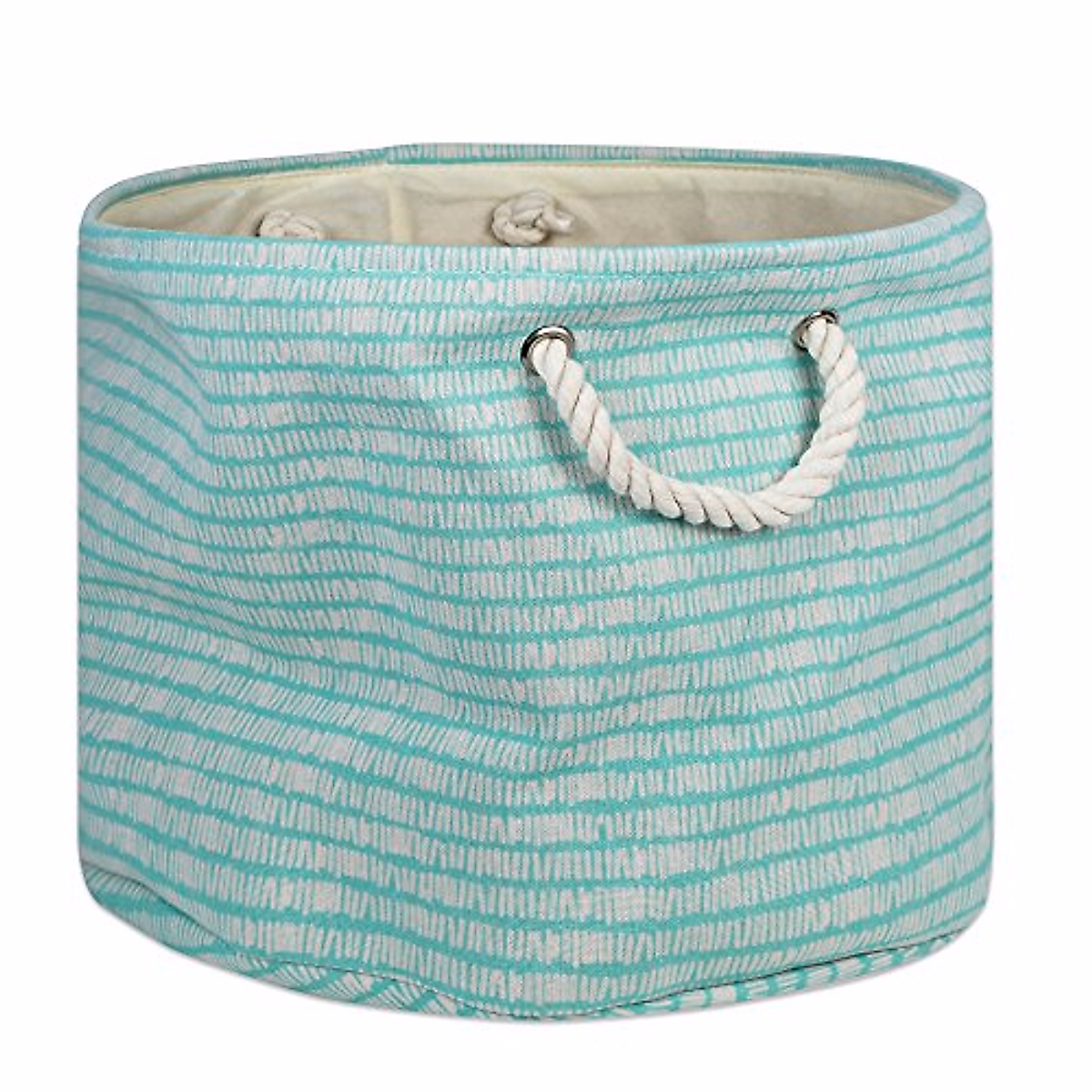 DII Polyester Container with Handles, Keeping Score Storage Bin, Medium Round, Aqua