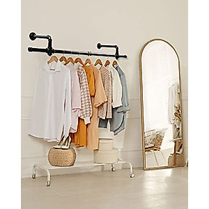 MUZIK 2Pcs Clothes Rack, 45 Inch Industrial Pipe Wall Mounted Garment Rack, Multi-Purpose Closet Rods for Hanging Clothes, Heavy Duty Detachable Hanging Rod for Laundry Room and Closet Storage