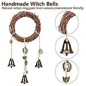 2 Pieces Witch Bells Protection for Door Knob Hanger Wiccan Wind Chimes Witchy Things Clear Negative Energy Attracts Positive Witchcraft Wicca Supplies for Boho Home Room Decor