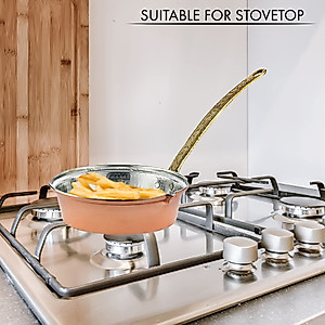 Multipurpose Pure Copper Cookware with Handle, Handmade Copper Sauté and Frying Pan, Turkish Butter and Milk Warmer Pan, Decorative Copper Skillet, Suitable for Oven & Stovetop (X-Small 6.3 in)