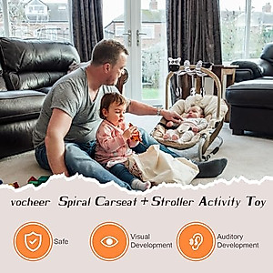 vocheer High Contrast Baby Toys for Newborn, Black and White Hanging Toy Car seat Crib Move, Animal Circle Plush Stroller Toy, Squeak Travel Activity Wind Chimes 0-6 Months (Zebra)