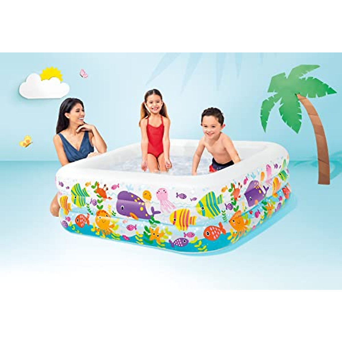 Intex Swim Center Clearview Aquarium Inflatable Pool, 62.5" X 62.5" X 19.5", for Ages 3+