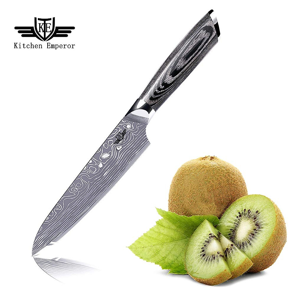 Utility Knife, Petty Knife, 5 Inch High Carbon German Steel Blade with Comfortable Ergonomic Handle, Anti Rust and Wear Resistant, Suitable for Restaurant and Home Kitchen-Kitchen Emperor