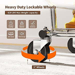 dgedby Clothes Rack Heavy Duty 620LBS For Hanging Clothes, Commercial Garment Rack Heavy Duty,Collapsible ＆ Portable Clothes Rack with Wheels,Rolling Clothing Racks Metal Clothing Rack (CR-H)