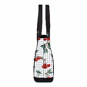 bisibuy Cherry Berries Tote Bag Tote Bag for Women Reusable Grocery Shopping Cloth Bags with Zipper Large Capacity Foldable Handbag Gym Bag for Gift Activity