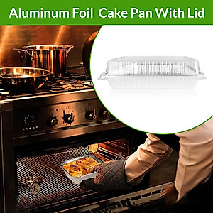KitchenDance Disposable Silver 13" x 9" x 2" Aluminum Cake pans with Lids - 80 Ounces Rectangular Baking Pan Perfect for Cakes, Casseroles - Non Stick Pan for Baking, Storing, Preparing Food, 12 sets