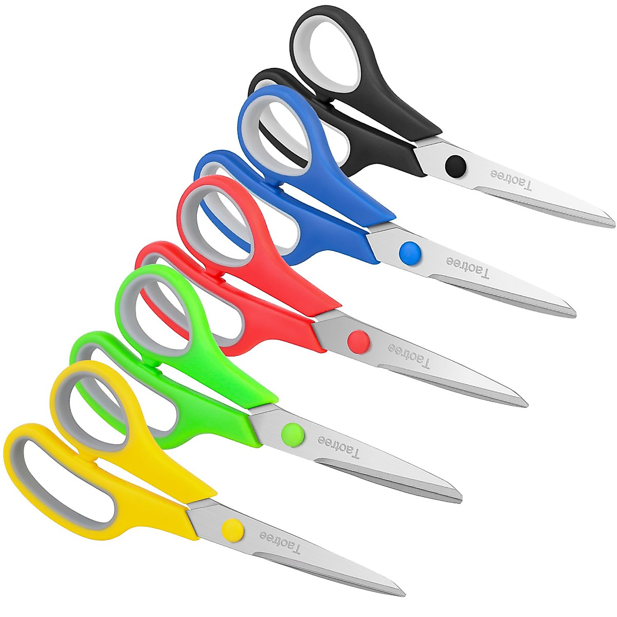 Scissors, Taotree 8" Multipurpose Scissor Bulk Pack of 5, Stainless Steel Sharp Scissors for Office Home General Use, High/Middle School Classroom Teacher Student Kids Scissors Supplies, Same Size