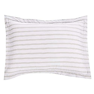 Amazon Basics 3-Piece Lightweight Microfiber Duvet Cover Set with Zipper Closure, King, Taupe Stripe, Striped