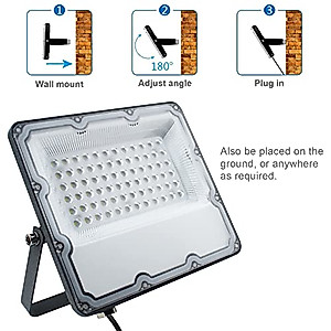 Indmird 2 Pack 100W Led Outdoor Flood Light, Outdoor Security Light, Led Stadium Lights, for Yard, Stadium, Playground, Lawn,Garden, Garages,Basketball Court