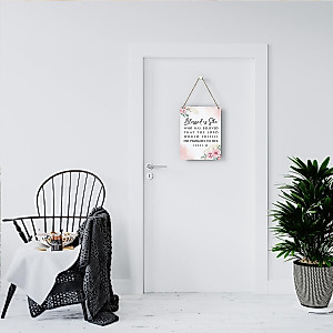 Inspirational Bible Verse Wall Art Decor Pink Luke 1:45 Christian Gifts for Women Scripture Wooden Hanging Sign for Modern Home Office Kids Room Bathroom Bedroom Wall Art Decoration 8 x 10 Inches