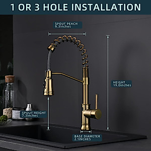 GIMILI Gold Touchless Kitchen Faucet with Pull Down Sprayer, Brushed Brass Motion Sensor Smart Hands-Free Activated Single Hole Spring Faucet for Kitchen Sink