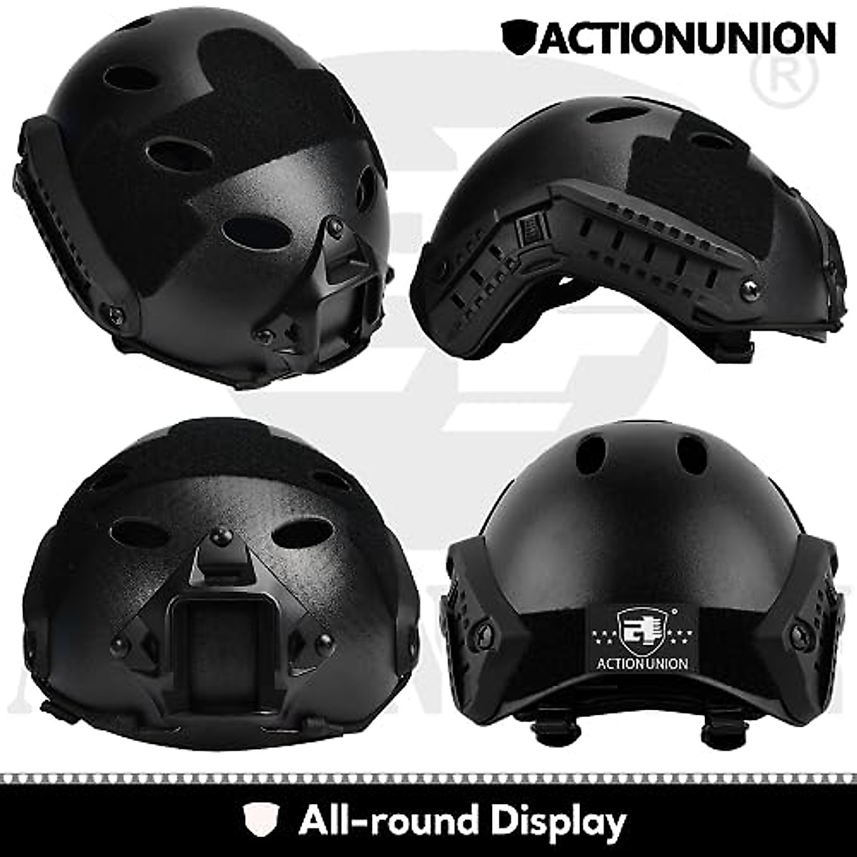 ACTIONUNION Airsoft Fast Helmet Basic Set PJ Type Tactical Paintball Helmet (Large, Black)