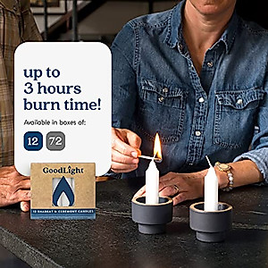 Paraffin-Free Shabbat and Sabbath Ceremony Candles, Made from Vegan Palm Wax, Jewish Shabbat Candles, 3-Hour Burn Time (12 Unscented Shabbos Candles, White)