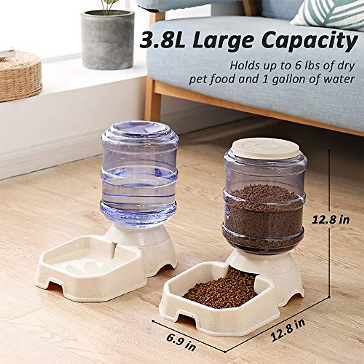 QLING Pet Feeder Food Dispenser Automatic for Dogs Cats, 100% BPA-Free, Gravity Refill, Easily Clean, Self Feeding for Small Large Pets Puppy Kitten Rabbit Bunny…