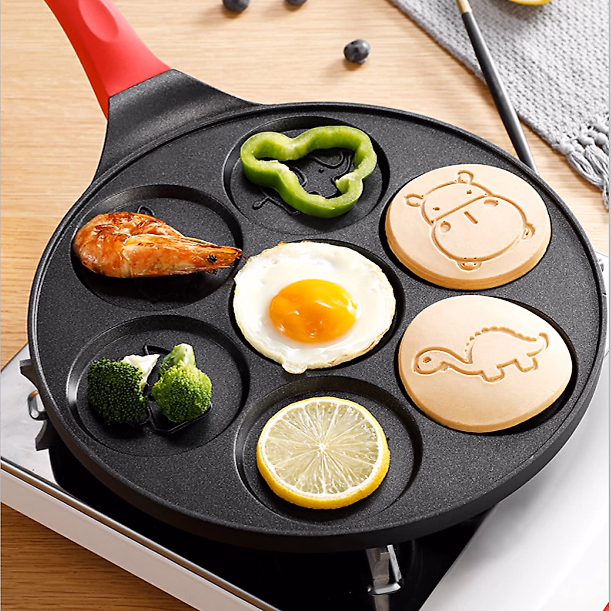 Keppy Pancake Maker Pan - Griddle Pancake Pan Molds for Kids Nonstick Pancake Griddle Pan with 7 Animal Shapes