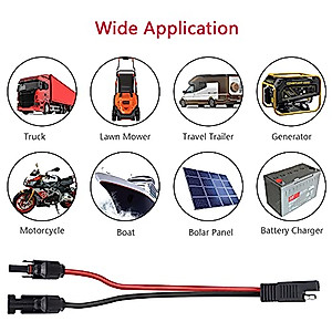 Billion wealth 23.6 inch 10AWG Solar Panel Connector to SAE Adapter Extension Cable Compatible with Solar Panels Kit