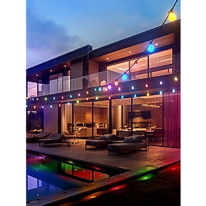 addlon 96FT Outdoor String Lights, Dimmable Outdoor Lights with Remote & APP Control, Patio Lights with 30 Waterproof Shatterproof LED Bulbs, Smart RGB String Lights Outsides Work with Alexa for Patio