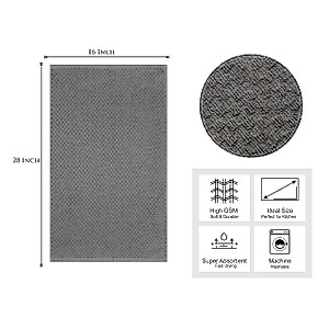 COTTON CRAFT Amazing Kitchen Towels - Set of 8 Terry Towel - 100% Cotton Euro Café Waffle Weave Dish Towel Set - Soft Absorbent Quick Dry Low Lint Reusable Pantry Bar Cleaning Cloth - 16x28 - Charcoal