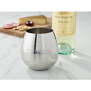 Stainless Steel Aerating Wine Glass by Chevalier Collection (Set of 2) - Patented Vessel With Removable Aerator for Decanting Wine And Spirits - Unique Gift for Wine Lovers