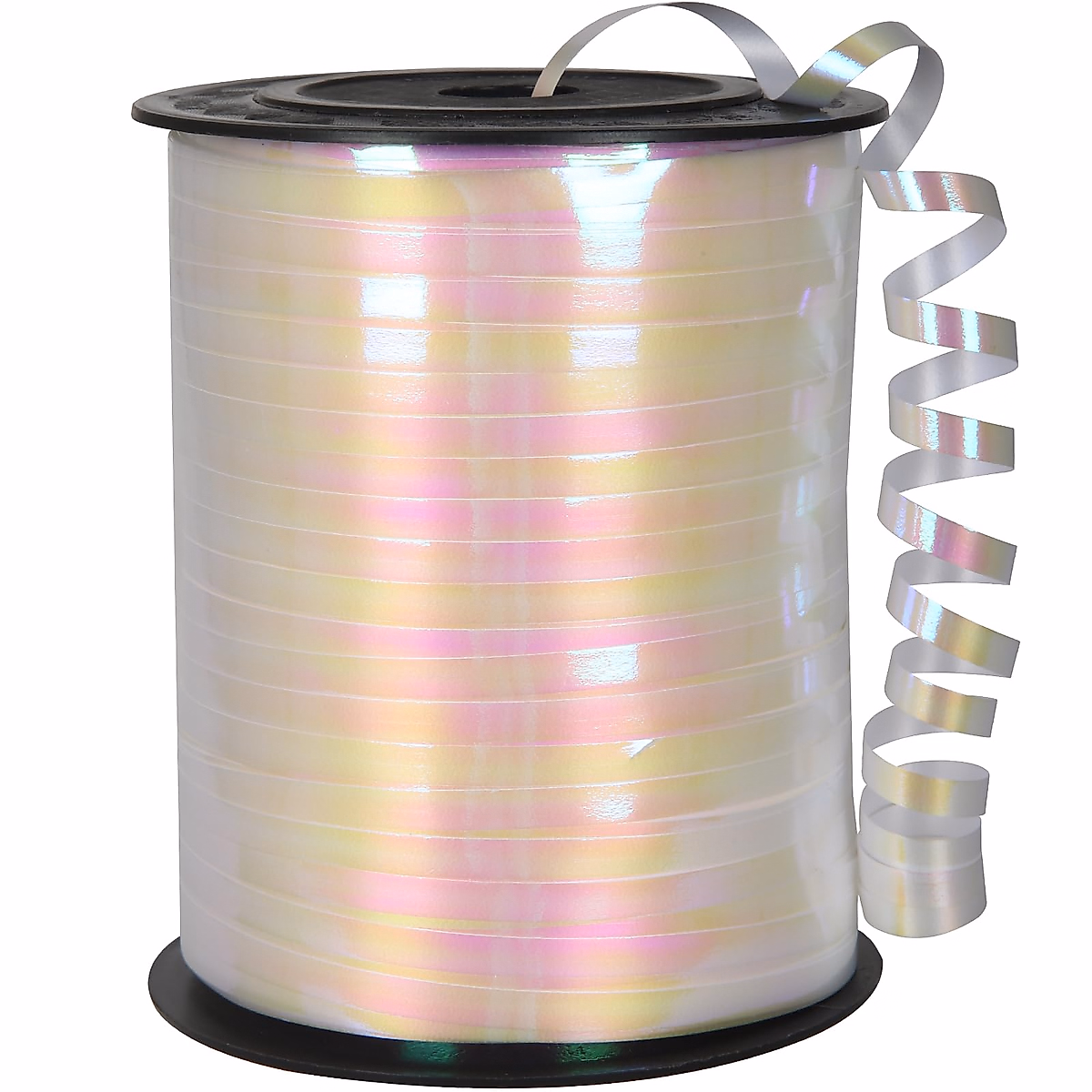 OMISELIO White Curling Ribbon, 500 Yard Iridescent White Ribbon, Curling Ribbon for Gift Wrapping, Balloon Ribbon, Balloon String, Curly Ribbon, 3/16" Gift Ribbon for Baby Shower, Christmas