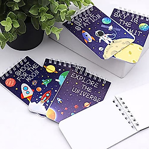 Outer Space Mini Notebook 32 Pack Kids Space Party Favor Galaxy Goodie Bags Solar System Science Astronaut Rocket Planet Small Spiral Pocket Notepads for Boys Girls Space Theme Birthday Party Supplies