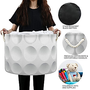 Golf Ball Round Storage Basket Bin, Waterproof Laundry Hamper, Large Collapsible Bucket, Baby Nursery Organizer with Handles for Bathroom Toys Clothes