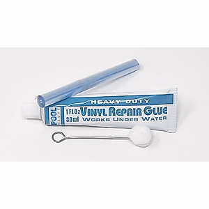 Pool Above Vinyl Repair Kit with Clear Sealant, Ideal for Inflatable River Run Tube and Other Vinyl Products, Includes Blue and White Patches and Strong Vinyl Glue