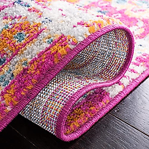 Safavieh Madison Collection 9' x 12' Fuchsia/Gold MAD154R Boho Chic Medallion Non-Shedding Area Rug