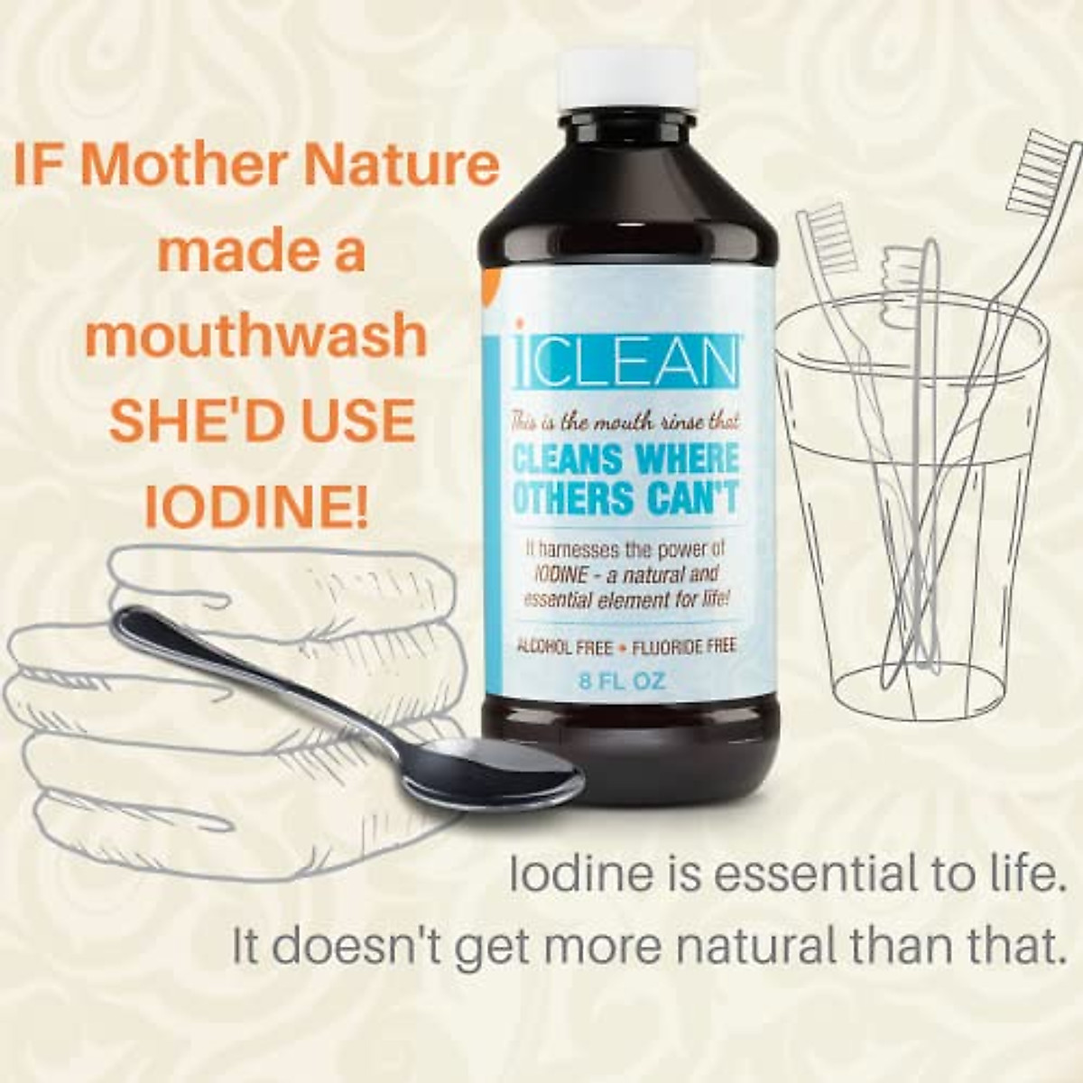 iCLEAN Mouthwash, Fluoride Free, Alcohol Free, Harnesses The Power of Iodine. Molecular Iodine Mouth Rinse That Cleans Where Others Can't