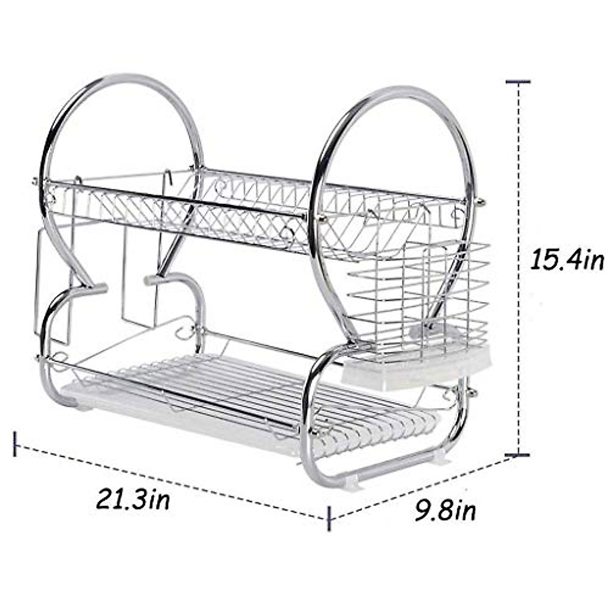SDGH Drain Dish Rack - Double Rack Storage Shelf Dishware Kitchen Rack