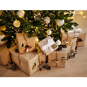 Natural Kraft Gift Tags Holiday Present Stickers 4 Different Designs 2 x 3 Inch 100 Total Labels