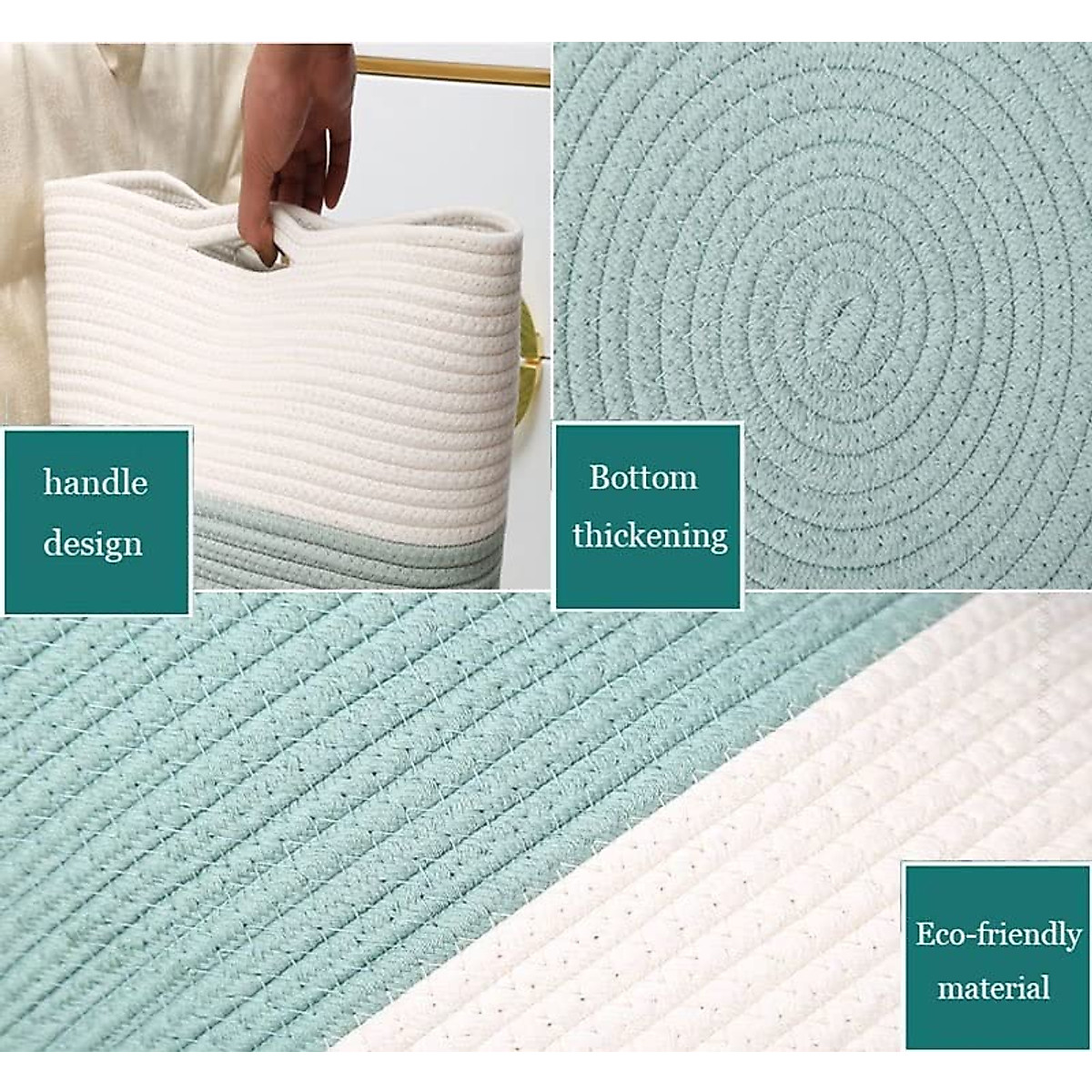 Acdler with Handle Cotton Rope Laundry Basket Woven Storage Basket Nursery Decor Laundry Hamper Toy Storage Organiser Large Blanket Basket for Diaper Blanket Toy Towel Laundry Basket Home Decor