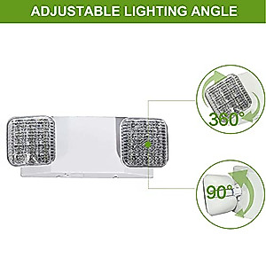 LED Emergency Light with Battery Backup, Adjustable Light Heads, Emergency Exit Lights for Home Power Failure, High Light Output for Commercial Hallways, Stairways, Fire Resistant 120-277V (1 Pack)