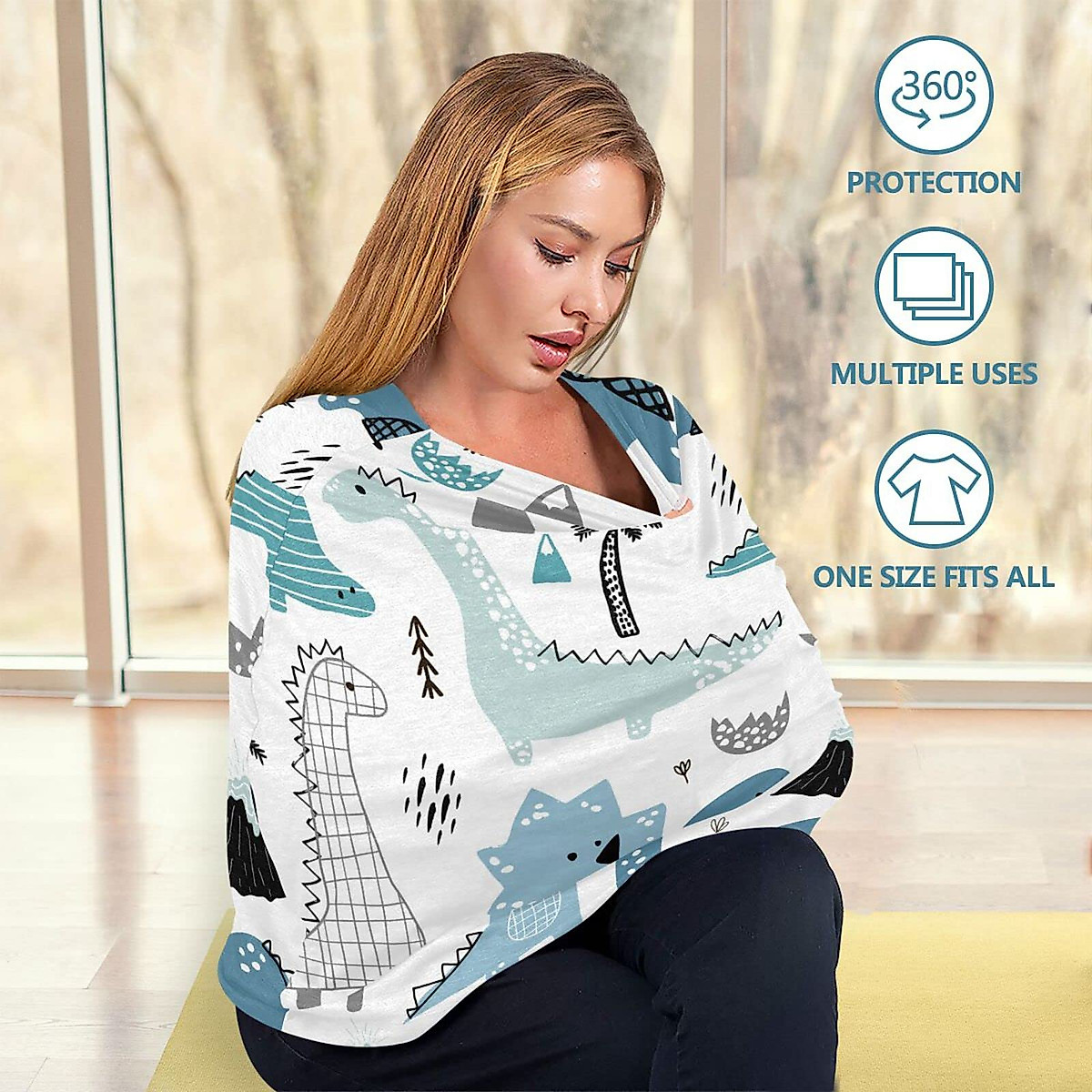 Nursing Cover Breastfeeding Scarf Cute Dinosaurs(k1)-for Baby Car Seat Covers, Stroller Cover, Carseat Canopy(228vb2b)