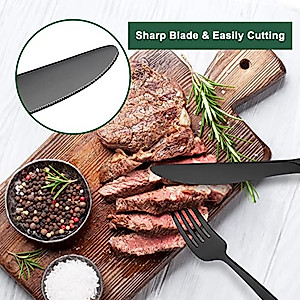 20 Pieces Black Silverware Set, AIKWI Stainless Steel Cutlery Flatware Set, Kitchen Tableware Utensils Set with Knife Spoon Fork, Dishwasher Safe & Mirror Polished- Ideal for Home Party Wedding