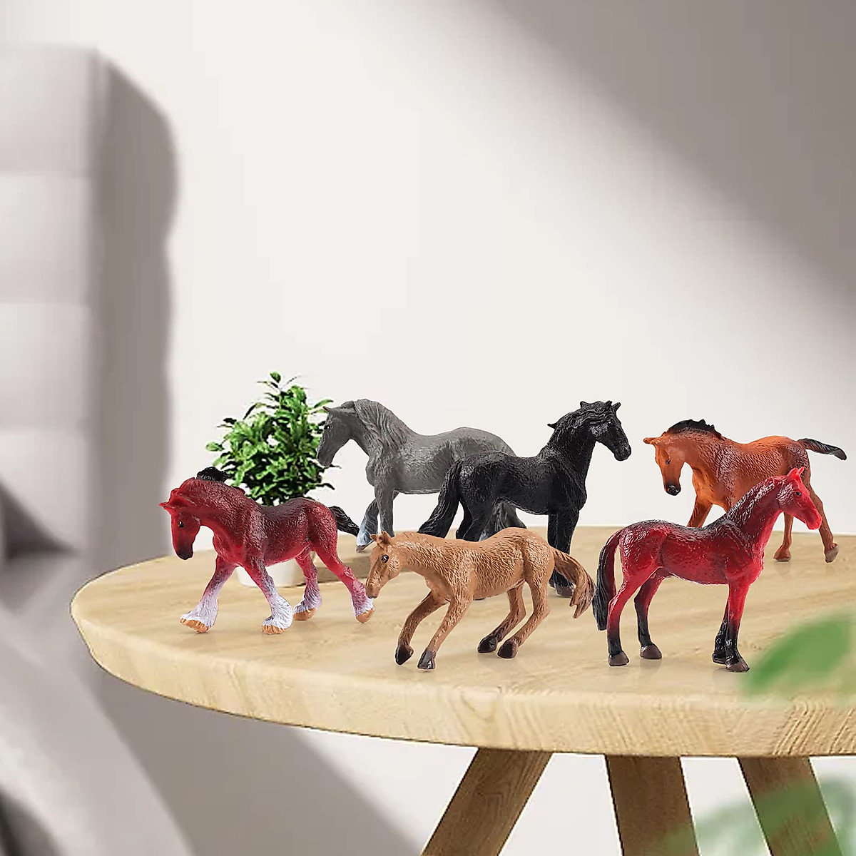 WONWONTOYS 12PCS Realstic Mini Horse Figurines Toy Palyset Arabian Horse Hannover Horse Morgan Stallion Solid Steed Model Set Early Educational Cognitive Toy for Kids