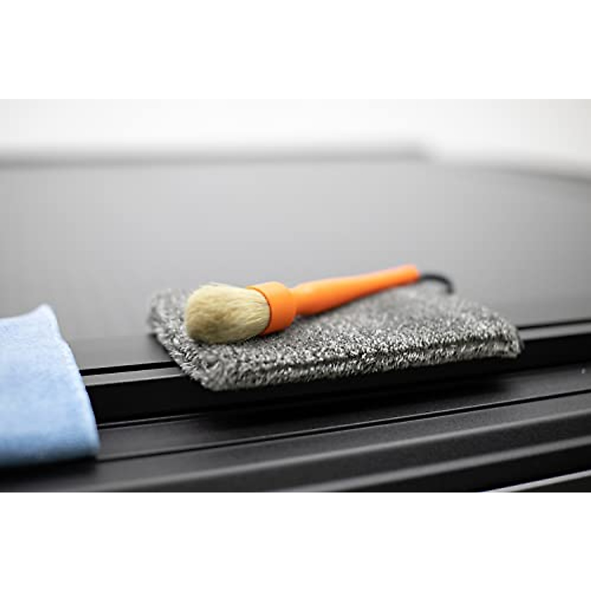Detail Factory - Natural Boar's Hair Detailing Brush Combo Kit - Heavy Cleaning Action for Small Spaces, Engine Bays, Exterior Detailing, One Long Handle + One Short Handle, Orange (2-Pack)