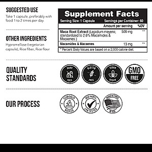Total Maca | Maca Root Extract – 30:1 Extract, Max Potency | Optimized for Active Nutrients Macamides + Macaenes (13,000 mcg Per Serving) Maca Root Capsules for Women & Men (60 Capsules)