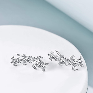 WINNICACA Ear Crawler Earrings for Women Earrings Sterling Silver Ear Climber Earrings for Women sea turtle Jewelry Gifts