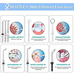 TUREWELL FC162 Water Flosser, Dental Oral Irrigator10 Adjustable Pressure Settings, Electric Water Pick, 8 Replaceable Jet Tips for Whole Families 600ml