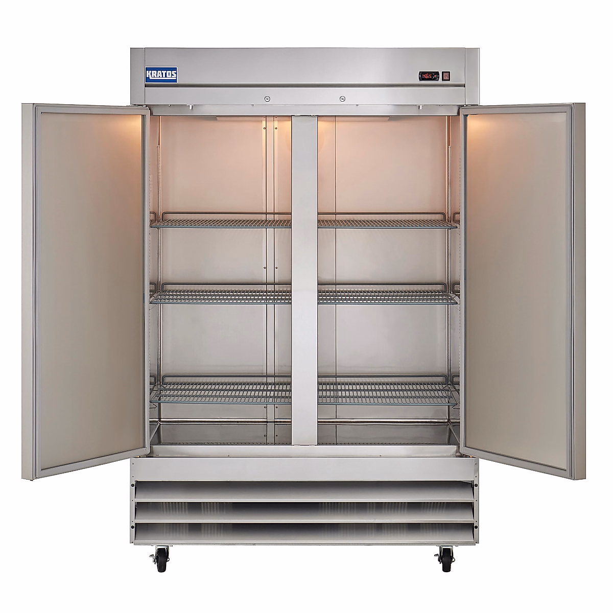Kratos Commercial Freezer- 2- Solid Door Reach-In, Stainless Steel Exterior, 54" W (67K-005)