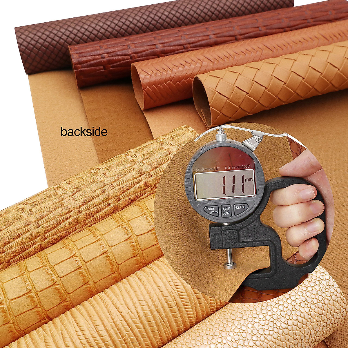 LOTOFUN 8Pcs/Set New Weave Embossed Textured Faux Leather Sheets Yellow Brown Series Mixed Woven Lattice Striped Vinyl Fabric A4 8 x 12Inch Fall Bohemia for Earrings Hair Bows DIY Crafts