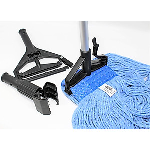 Turkey Creek Essentials Mop Heads Commercial Grade USA Made Looped End Heavy Duty Large Mop Head of Blue 4-Ply Synthetic Yarn Industrial Wet Mop Head Replacement and String Mop Refills (6, Large)