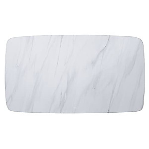 Knocbel Modern Marble Dining Table with Wooden Trestle Base, 150lbs Weight Capacity, 40" W x 72" L x 30" H (White Marble and Weathered Gray)