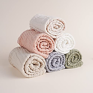 Konssy Muslin Baby Burp Cloths Sets for Unisex- 6 Pack Large 100% Cotton Burping Clothes for Newborn，Baby Girls and Boys