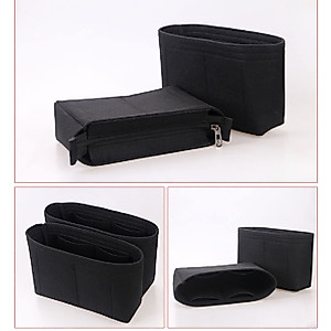 Lckaey Bag Organizer Insert for Classic Flap Medium bag Shaper Purse Insert - Premium Handbag Felt Organizer 2009black-M
