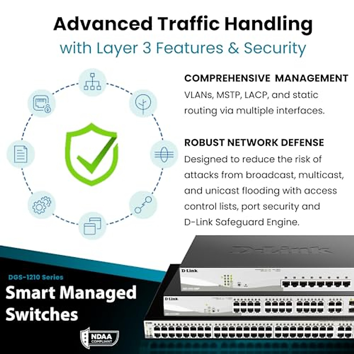 D-Link 52-Port Gigabit Smart Managed Switch | 48 GbE + 4 Combo SFP Ports | L2+ | Static Routing | VLANs | Cable Diagnostics | Web Managed | Rackmount | NDAA Compliant | Lifetime Warranty (DGS-1210-52)